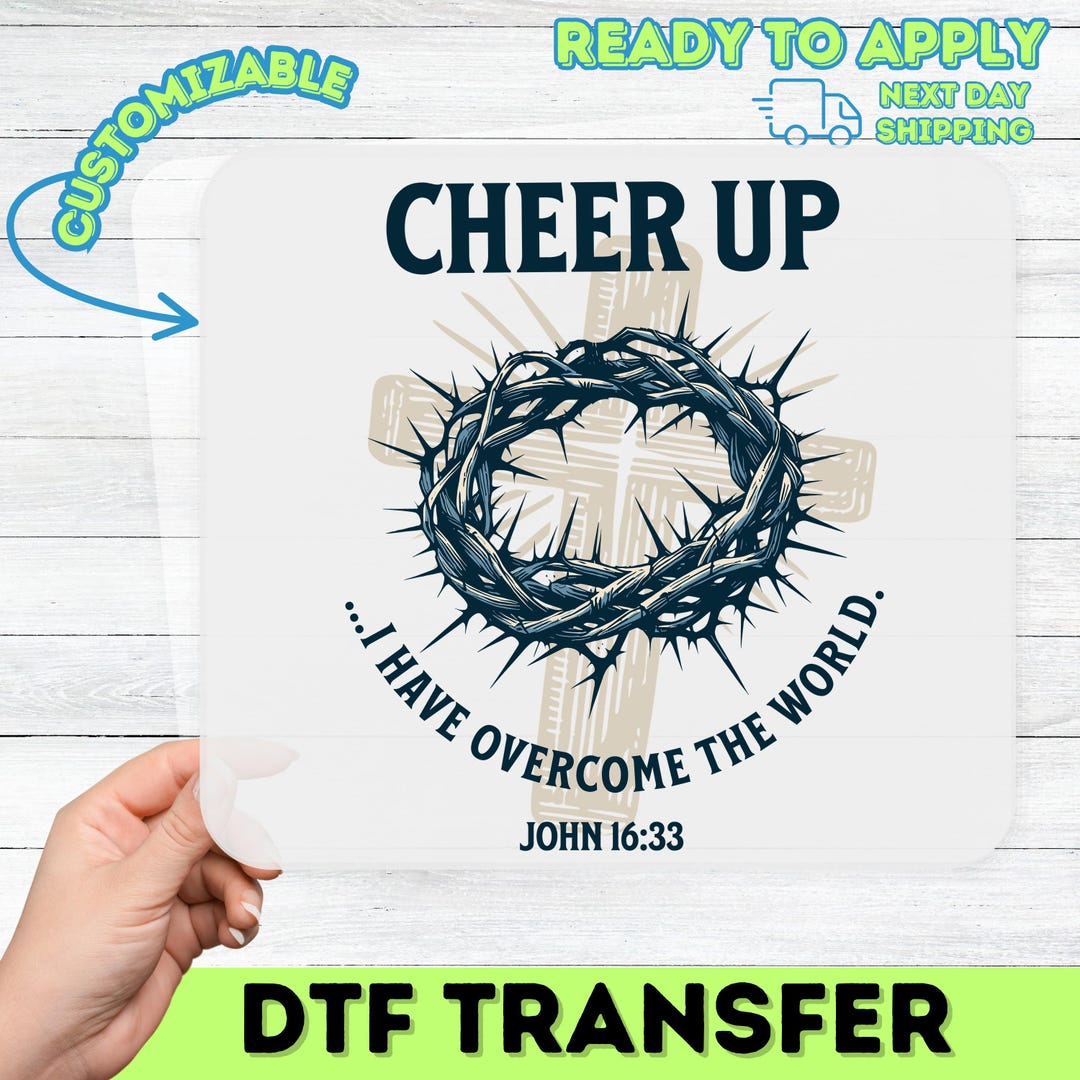Christian DTF Transfer Inspirational Cross Crown of Thorns Apparel ...