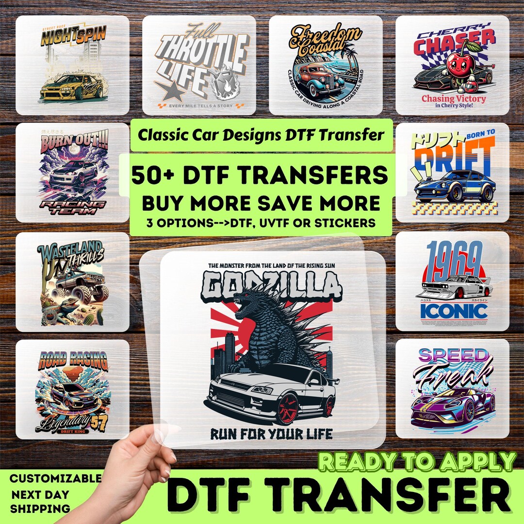 Classic-car-designs DTF Transfers - Vintage Vehicles Ready to Press ...