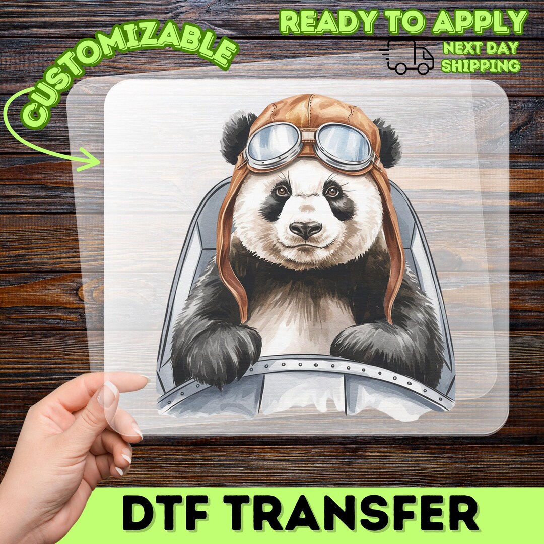 Panda Aviator Heat Transfer, Quirky Animal Design Iron-on Decal ...