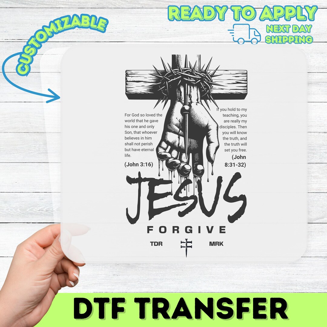 Religious Christian DTF Transfer Iron-on Jesus Crucifixion Gothic Shirt ...