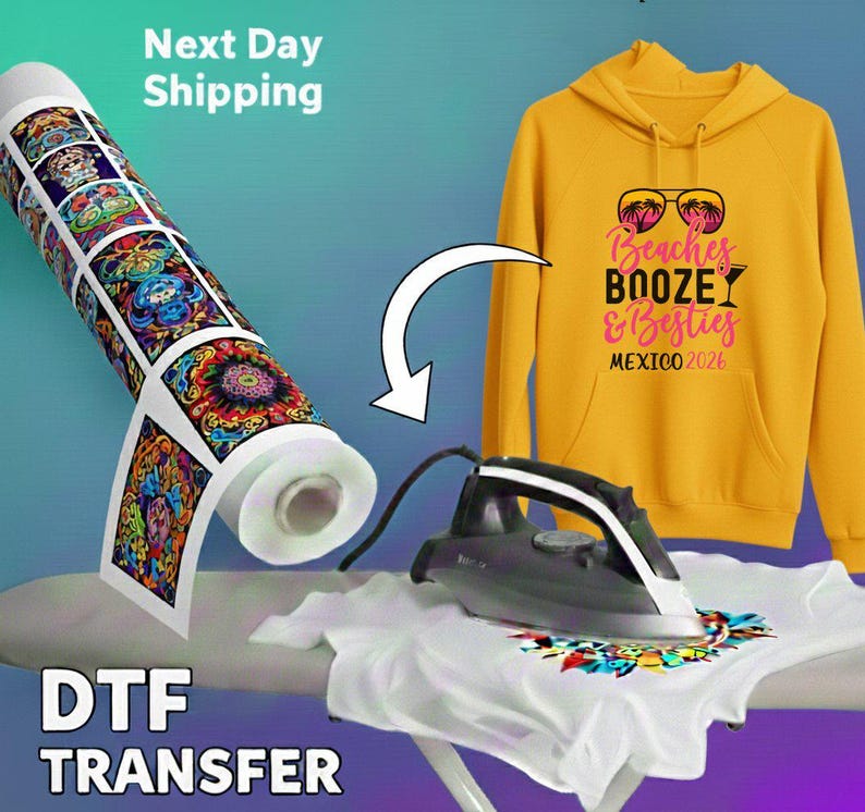 Beaches Booze & Besties Mexico 2026 DTF Transfer, Tropical Vacation ...