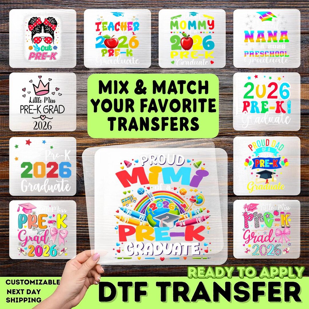 Pre K Graduation 2026 DTF Transfer, Kindergarten Shirt Design, Kids ...