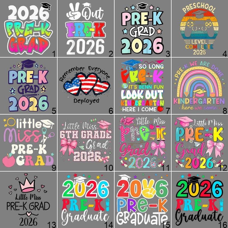 Pre K Graduation 2026 DTF Transfer, Kindergarten Shirt Design, Kids ...