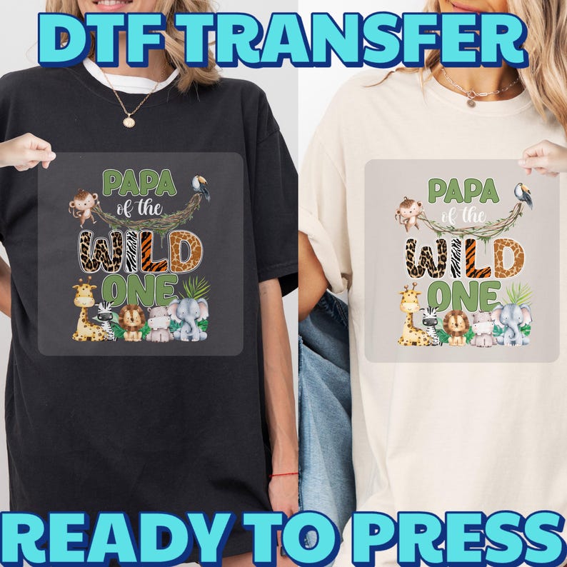 Papa of the Wild One Heat Transfer With Jungle Animals, Birthday Ready ...