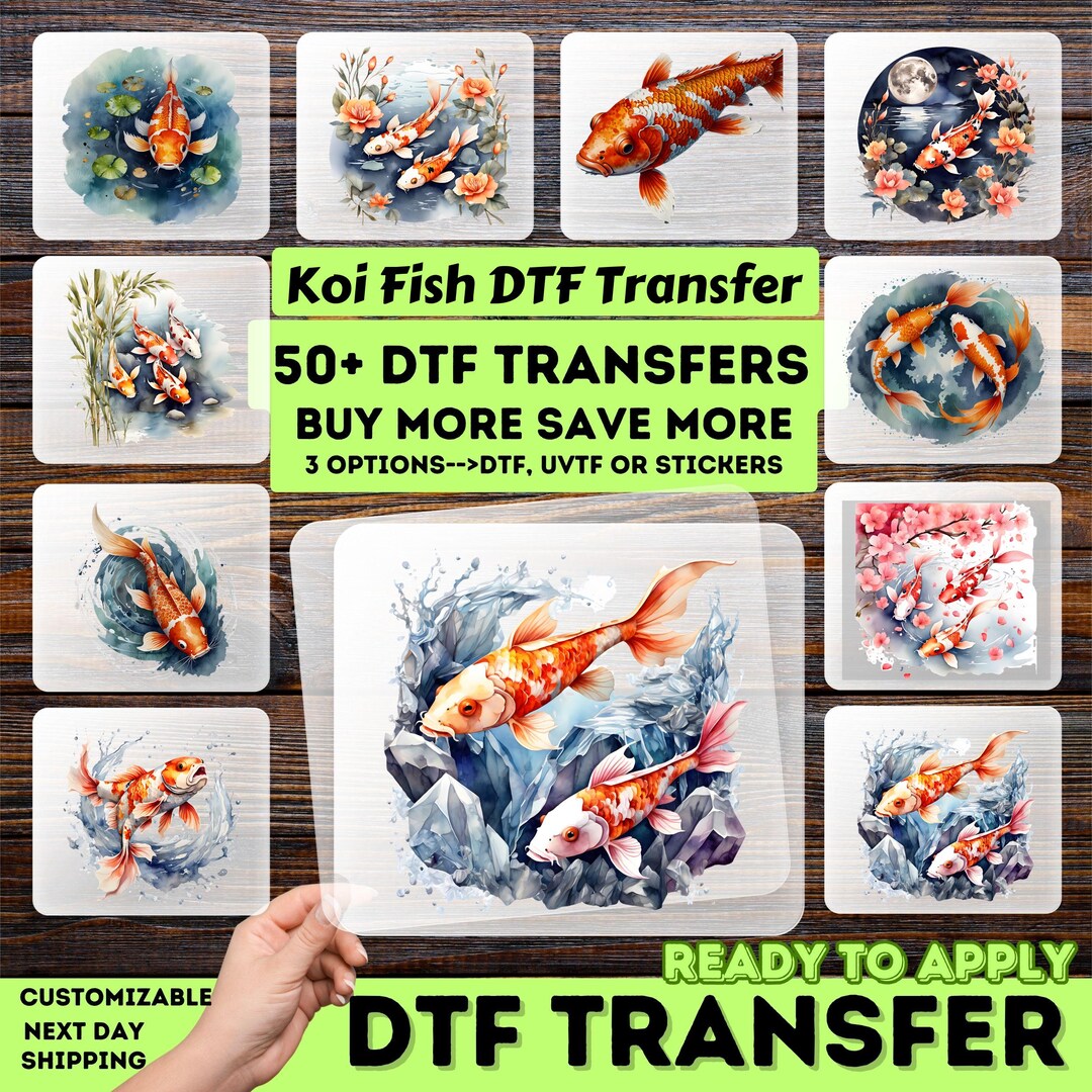 Koi Fish DTF Transfers - Ready to Press Iron on Heat Transfer for Group ...