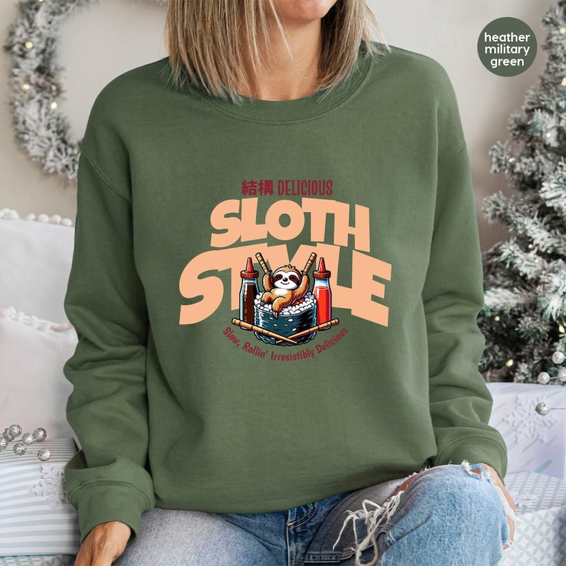 Cute Funny Sloth Sushi DTF Transfer Iron-on Ready to Press Apparel for ...