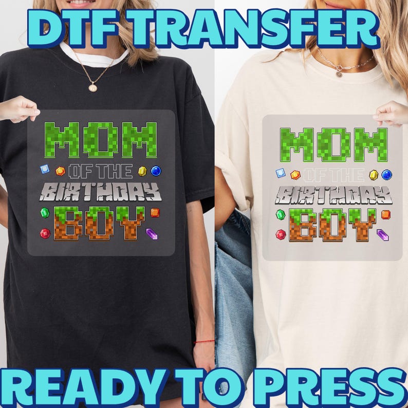 Pixel MOM of the Birthday Boy DTF Transfer, Retro Gaming Iron-on Decal ...