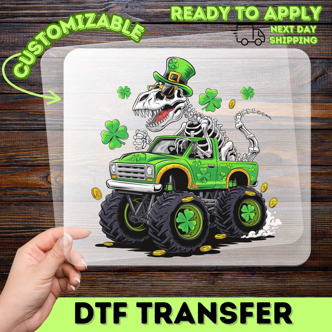Dinosaur Skeleton St Patricks Day DTF Transfer, Funny Irish Gift, Iron ...