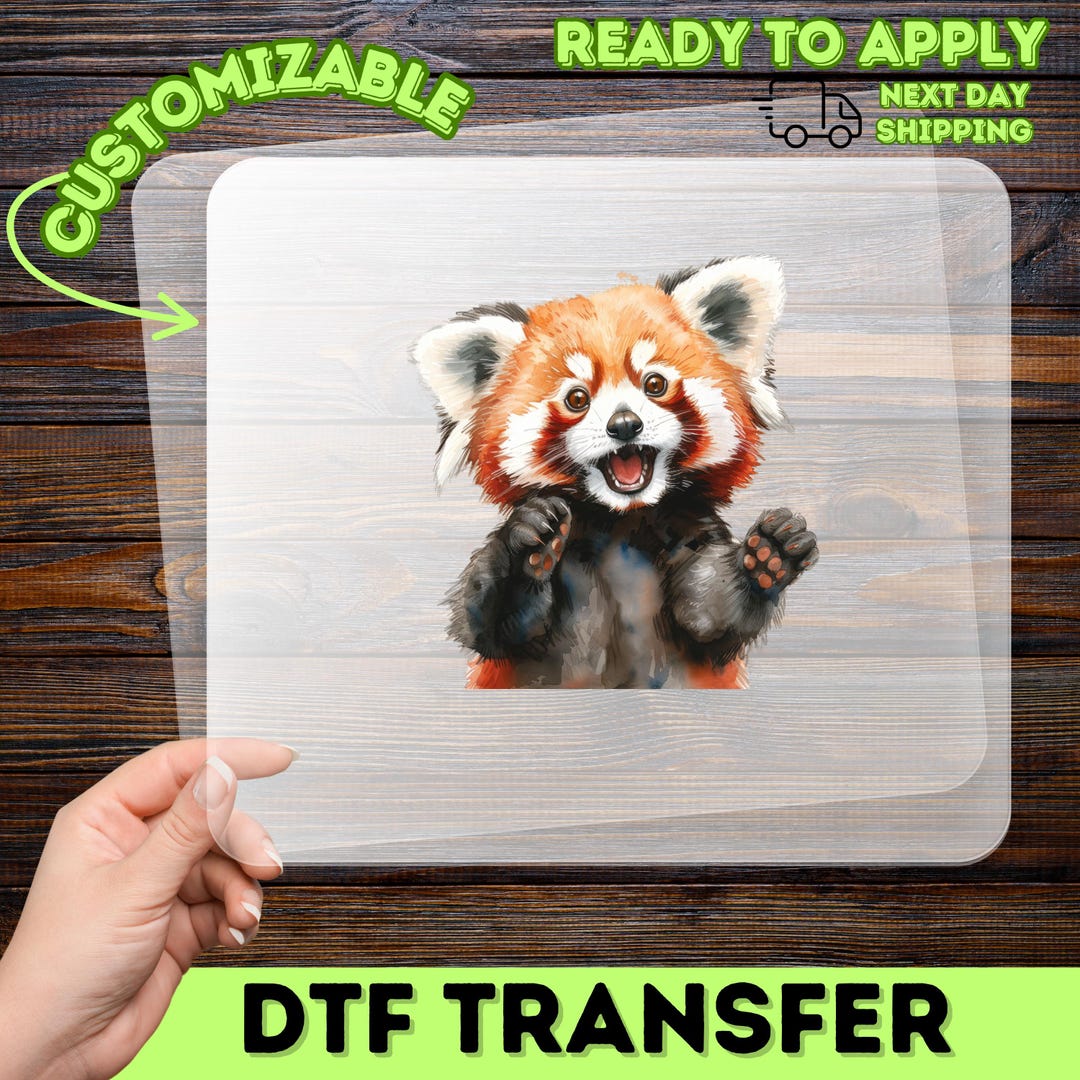 Cute Red Panda DTF Transfer Fun Animal Design Watercolor Iron-on Ready ...