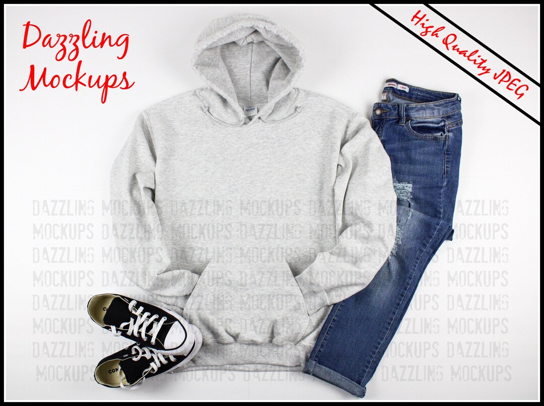 Ash Grey Hoodie Sweatshirt Mockup 18500 Gildan 18500 Ash Unisex Tshirt ...