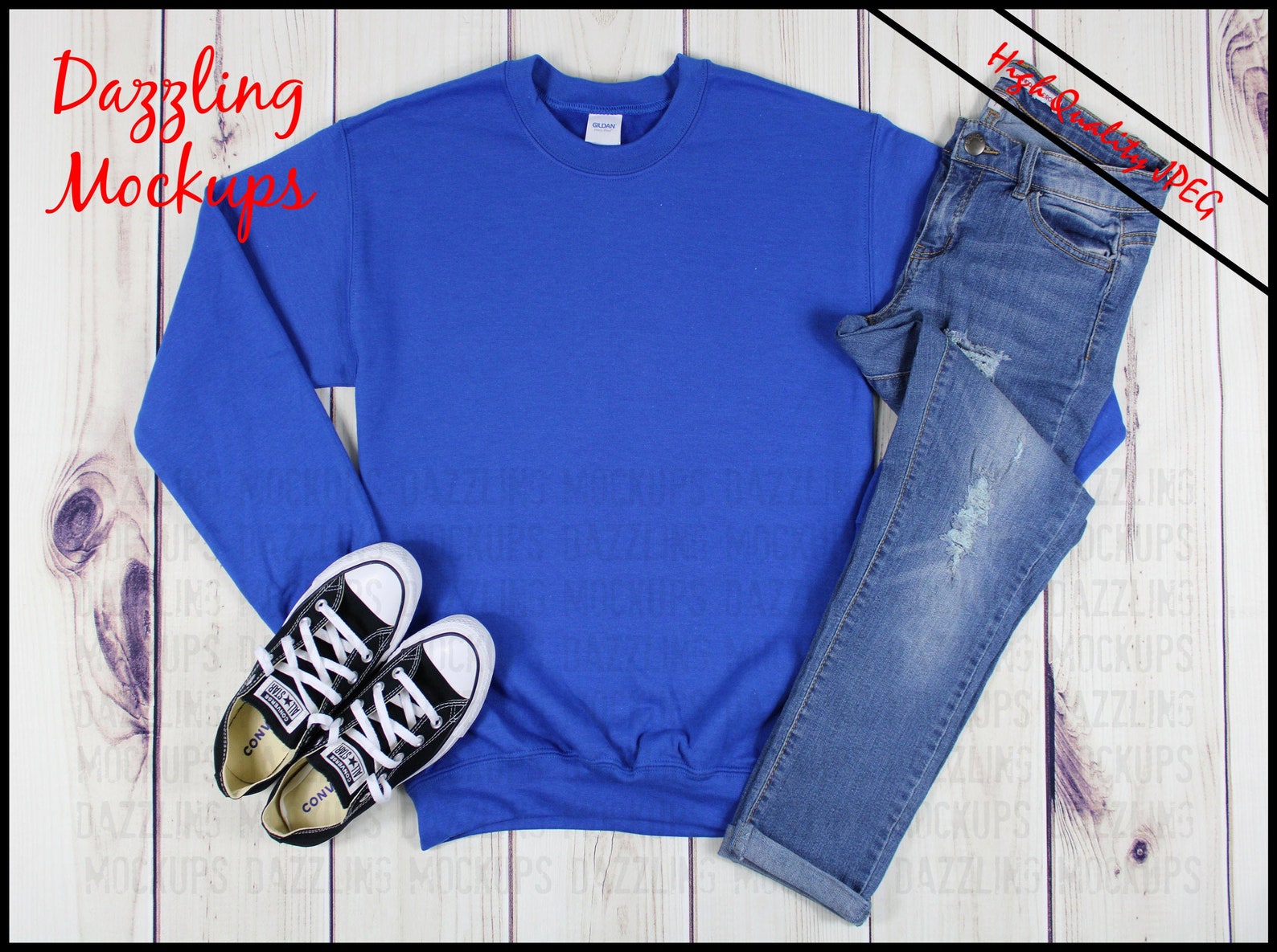 True Royal Blue Sweatshirt mockup Gildan 18500 True Royal | Etsy