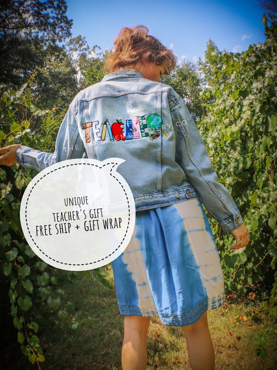 TEACHER Embroidered Back to School Denim Jacket for Teachers ...