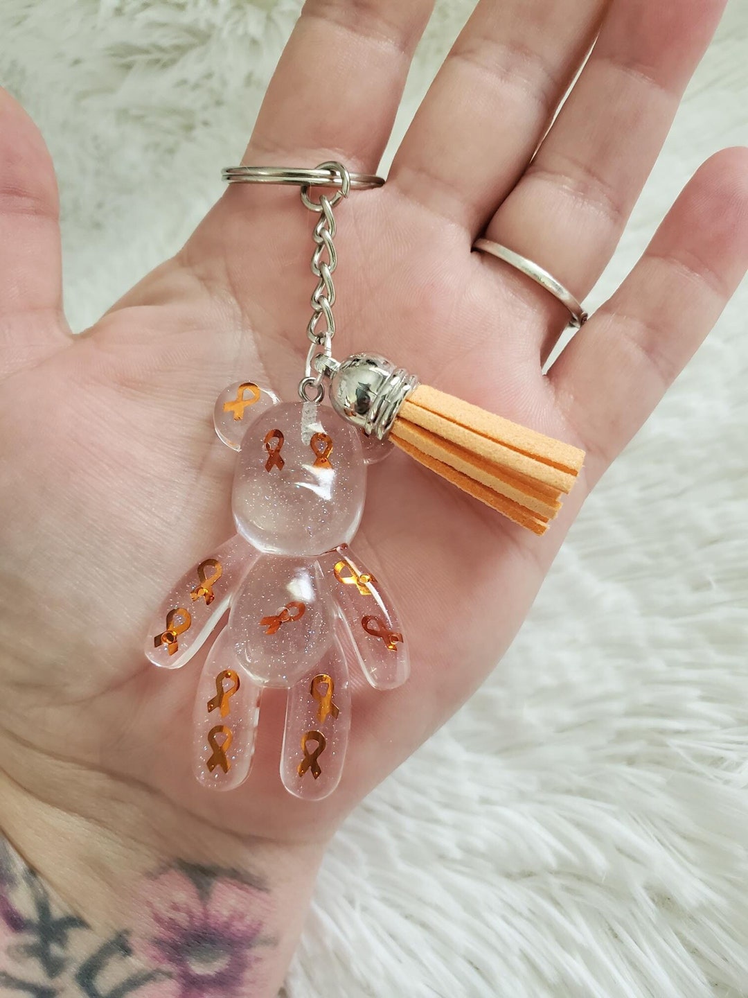 Orange Awareness Ribbon Bear Keychain, COPD, Multiple Sclerosis ...