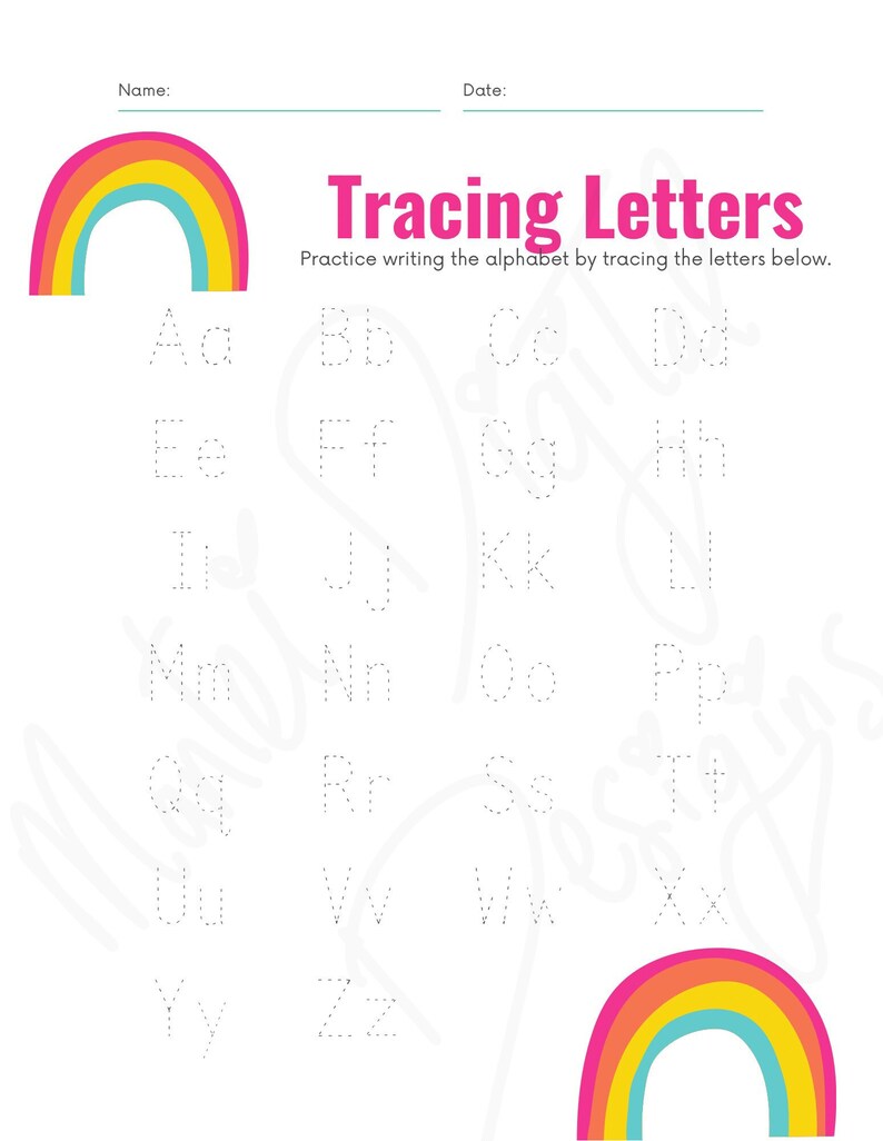 DIGITAL PRINT ONLY Tracing Letters Worksheet - Etsy