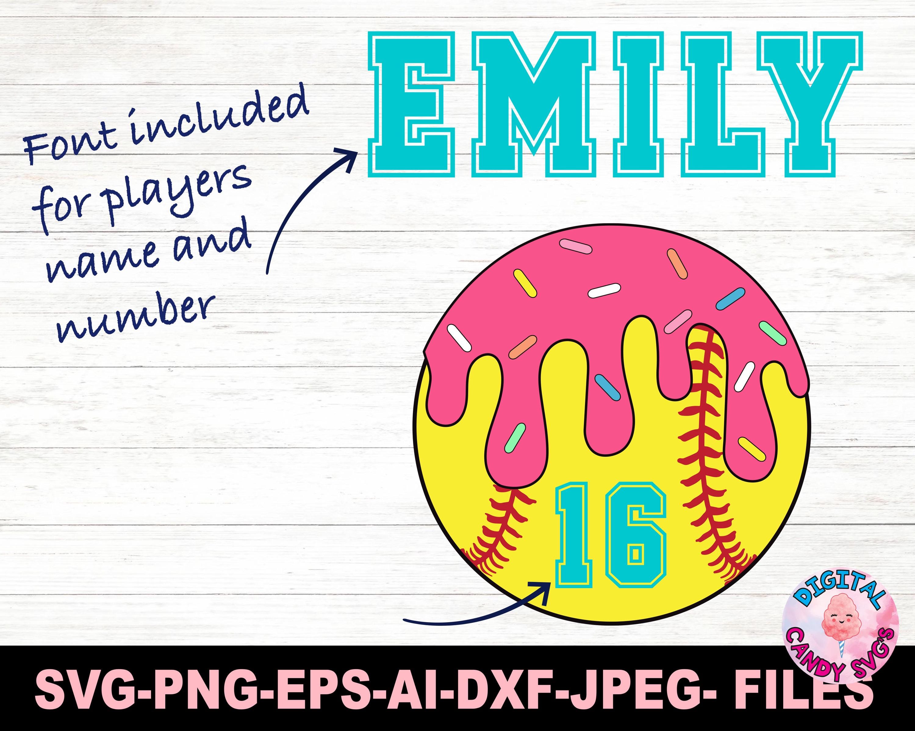 Softball Drip Svg Png, Custom Name & Jersey Number Softball, Softball ...