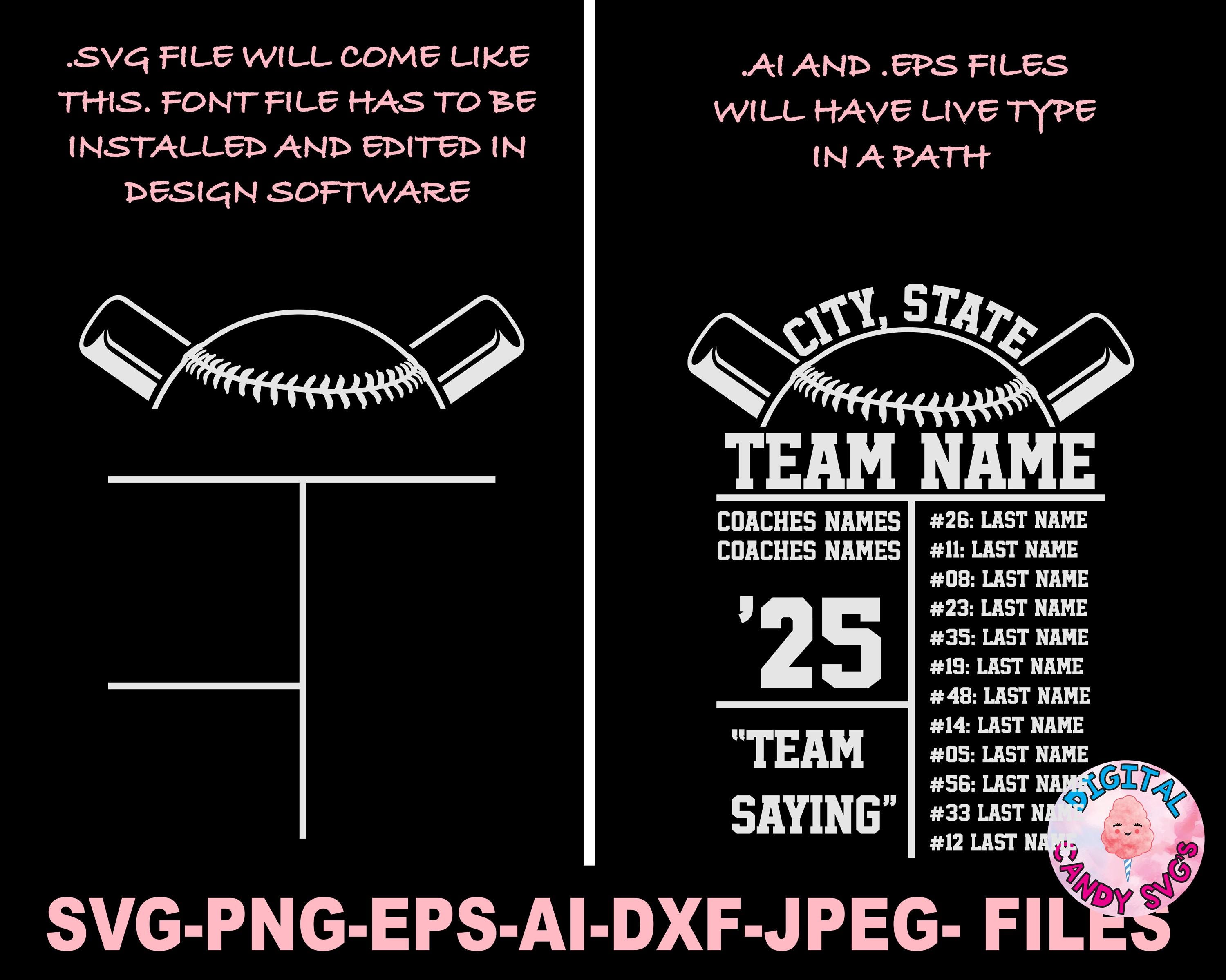 Softball Roster Template Svg Png, Softball Svg Png, Softball Team ...