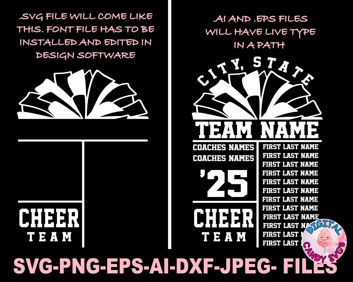Cheer Team Roster Template Svg Png, Cheer Svg Png, Cheer Team Template ...