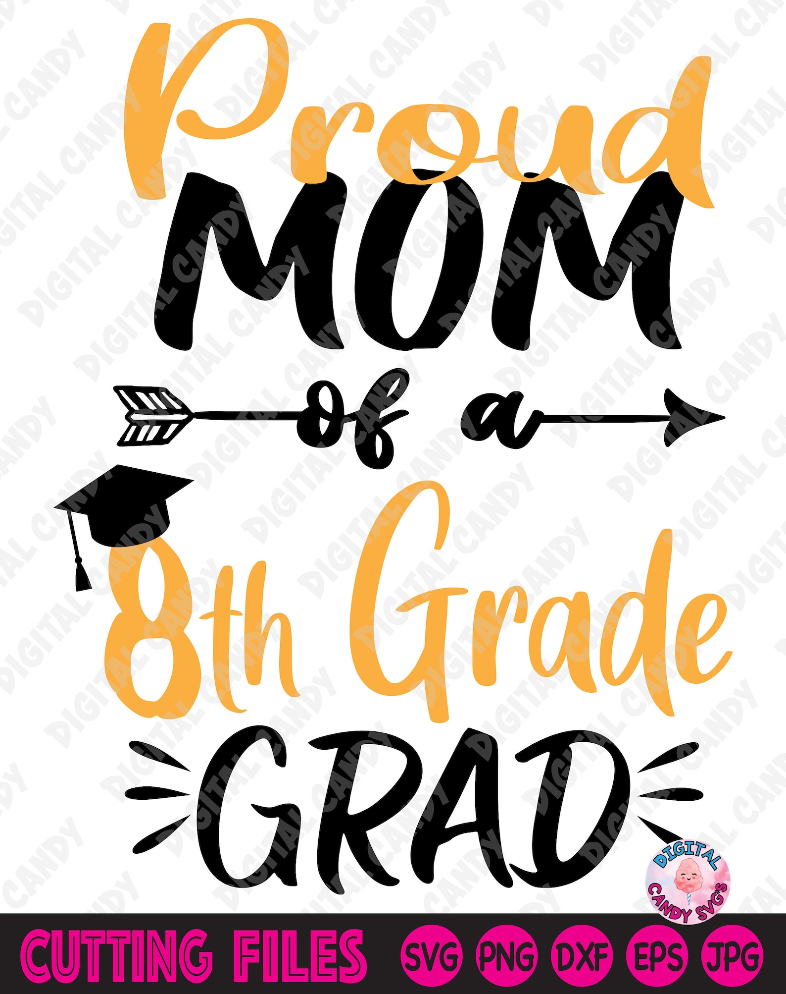 Proud Mom of a 8th Grade Grad Svg Proud Mom of a Graduate | Etsy