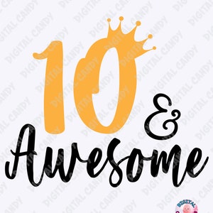10th Birthday Svg 10 and Awesome Svg Girls Birthday Svg - Etsy