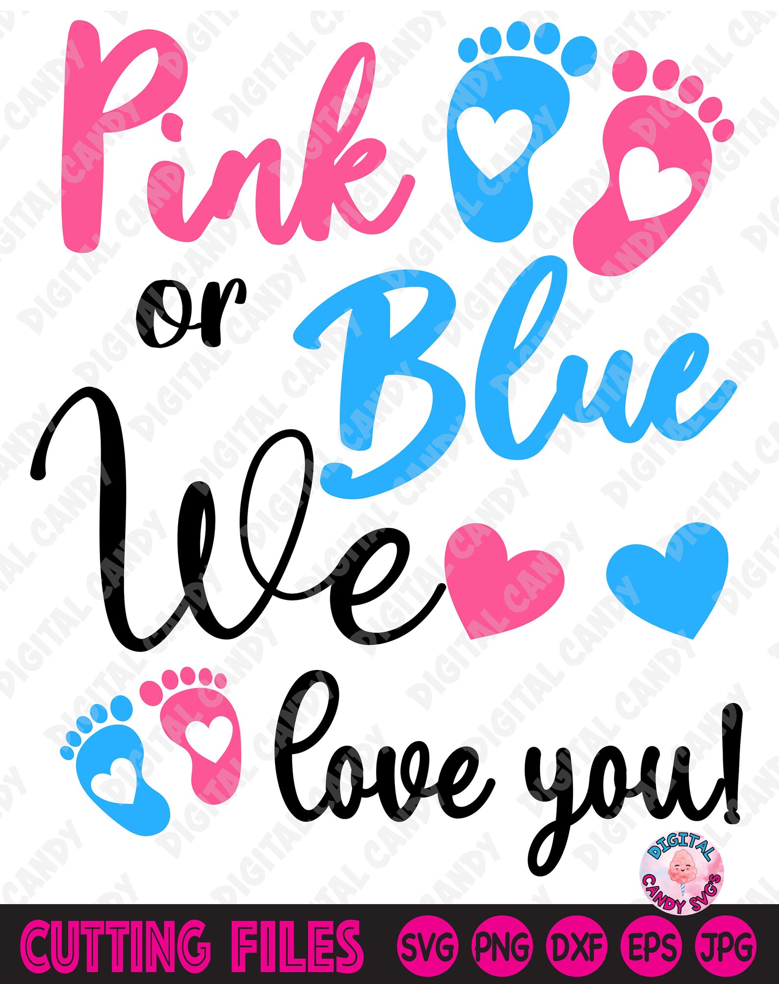 Pink or Blue We Love You Svg Pink or Blue Mommy Loves You | Etsy