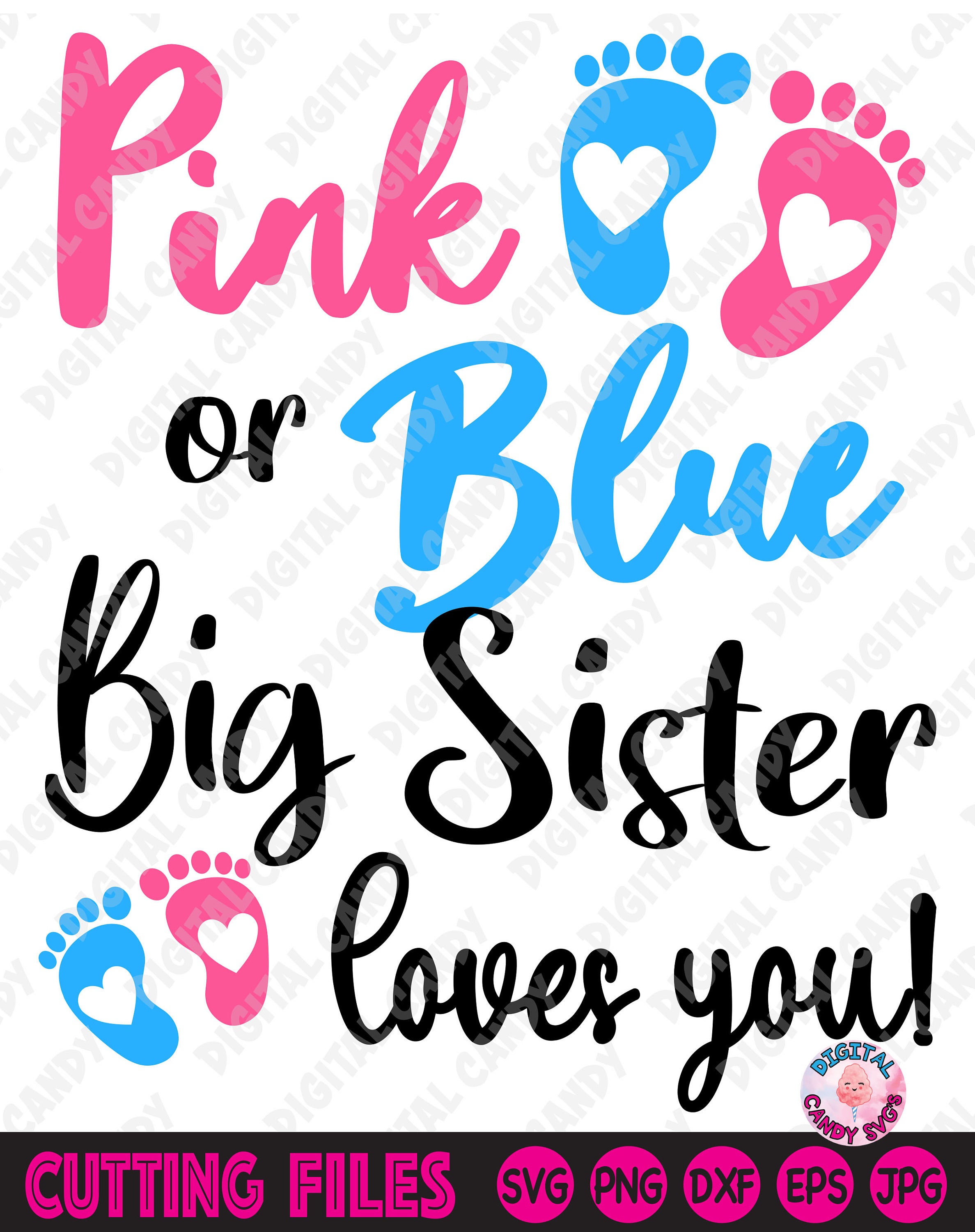Rosa o azul hermana mayor te ama Svg Género Revelar Svg | Etsy