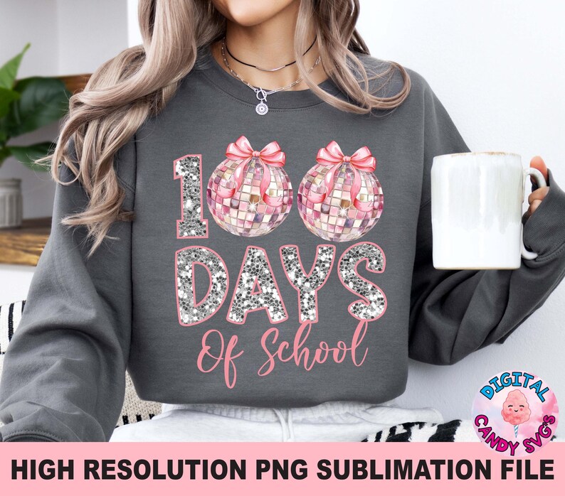 Pink Coquette 100 Days of School Png, 100 Days of School Png, Dye ...