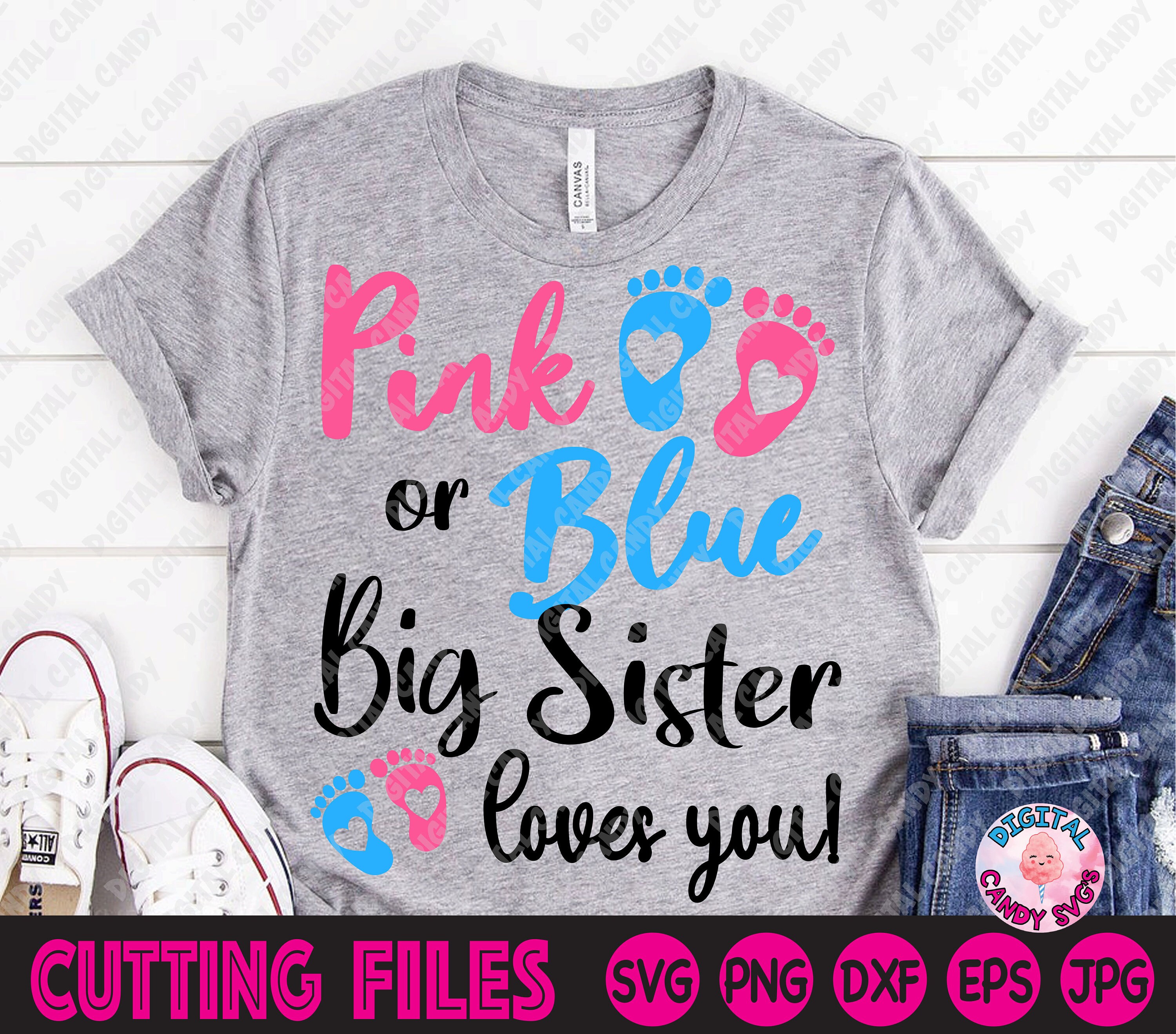 Rosa o azul hermana mayor te ama Svg Género Revelar Svg | Etsy