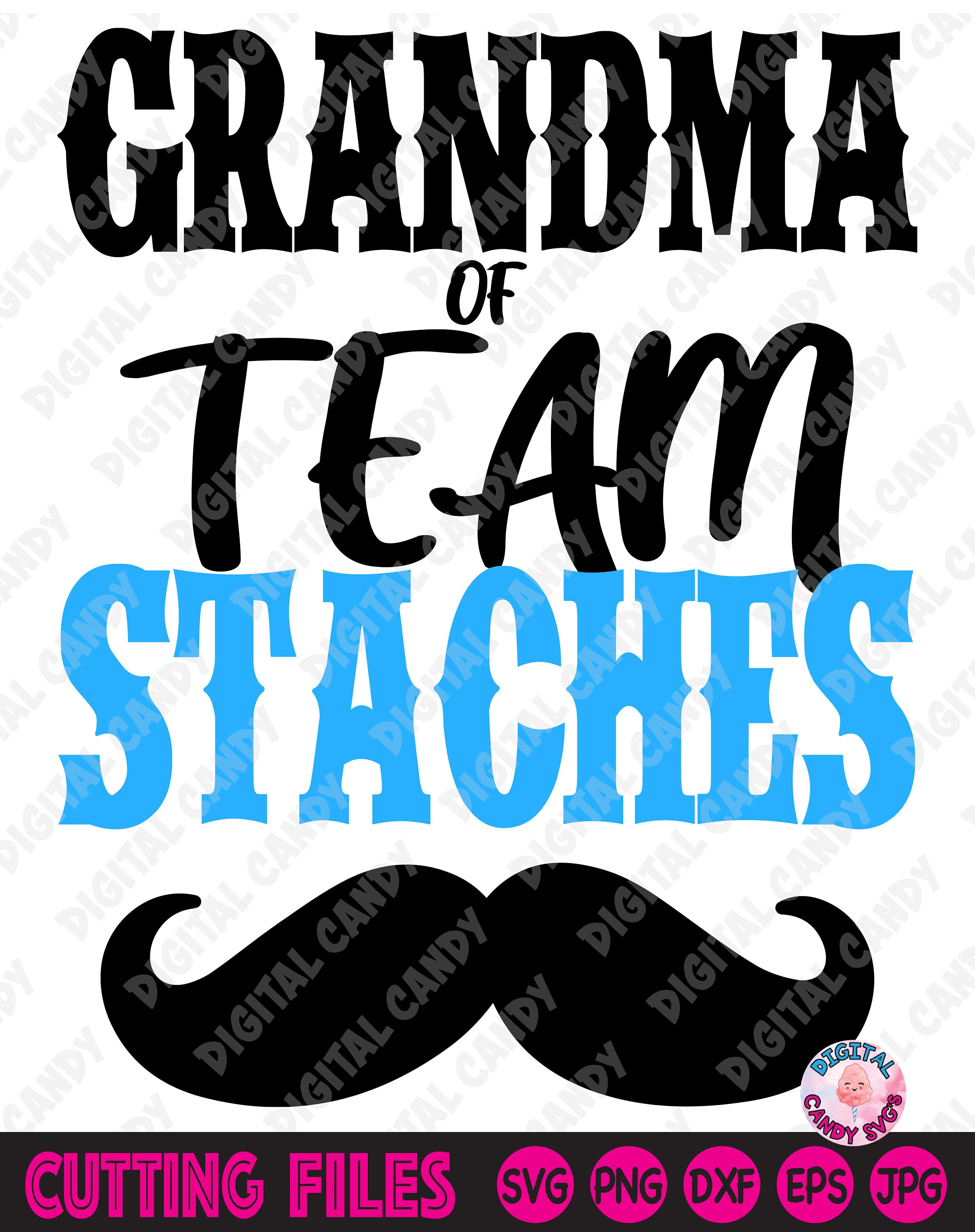 Grandma of Team Lashes, Grandma Team Staches, Gender Reveal Svg, Boy or ...