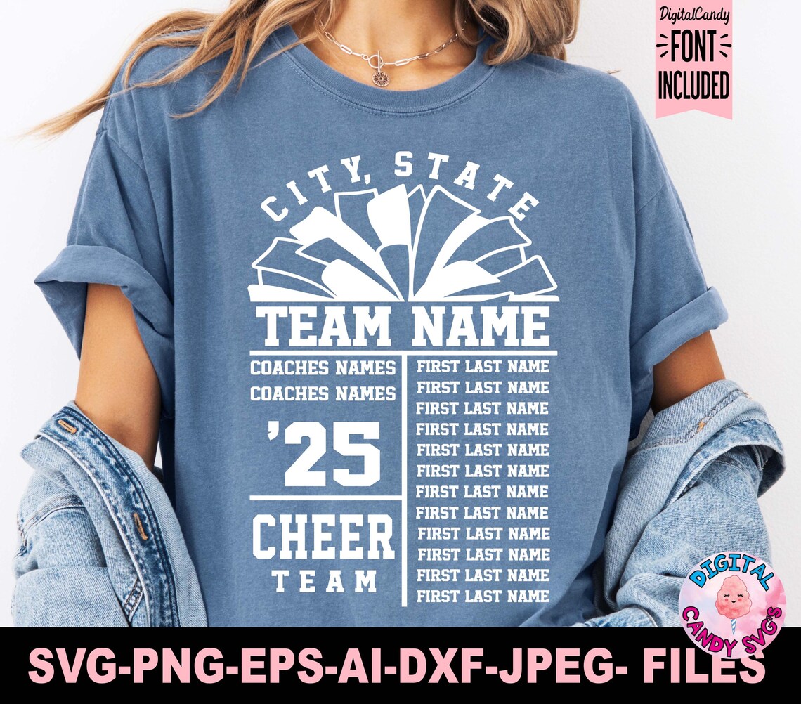 Cheer Team Roster Template Svg Png, Cheer Svg Png, Cheer Team Template ...