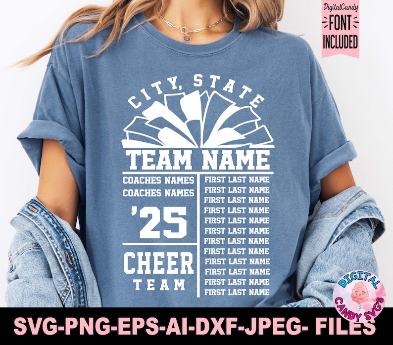 Cheer Team Roster Template Svg Png, Cheer Svg Png, Cheer Team Template ...