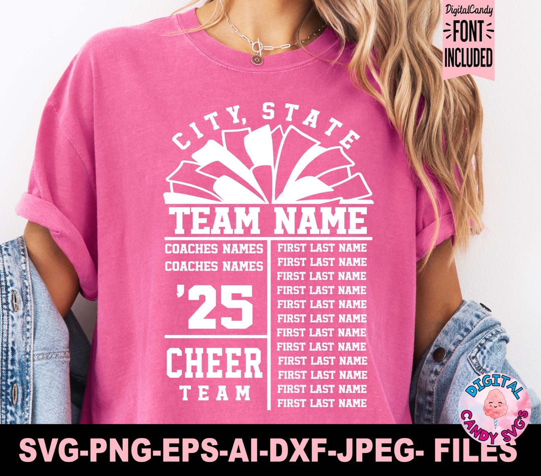 Cheer Team Roster Template Svg Png, Cheer Svg Png, Cheer Team Template ...