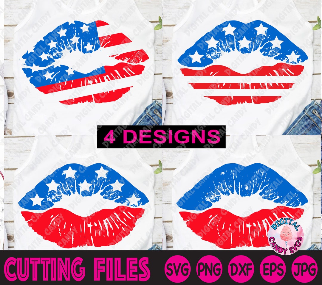 American Flag Lips Svg, Patriotic Lips Svg, 4th of July Svg, Grunge ...