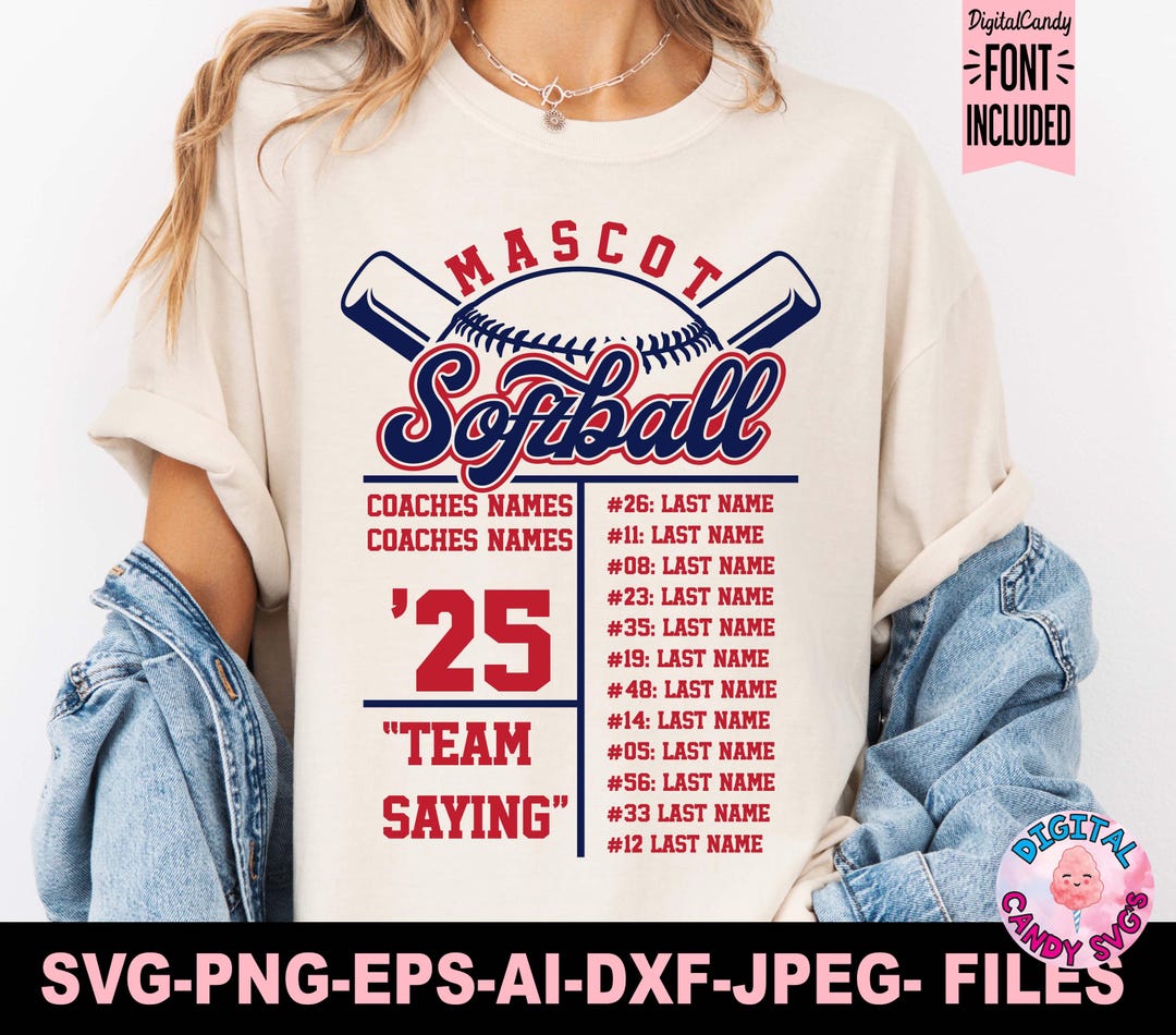 Softball Roster Template Svg Png, Softball Svg Png, Softball Team ...