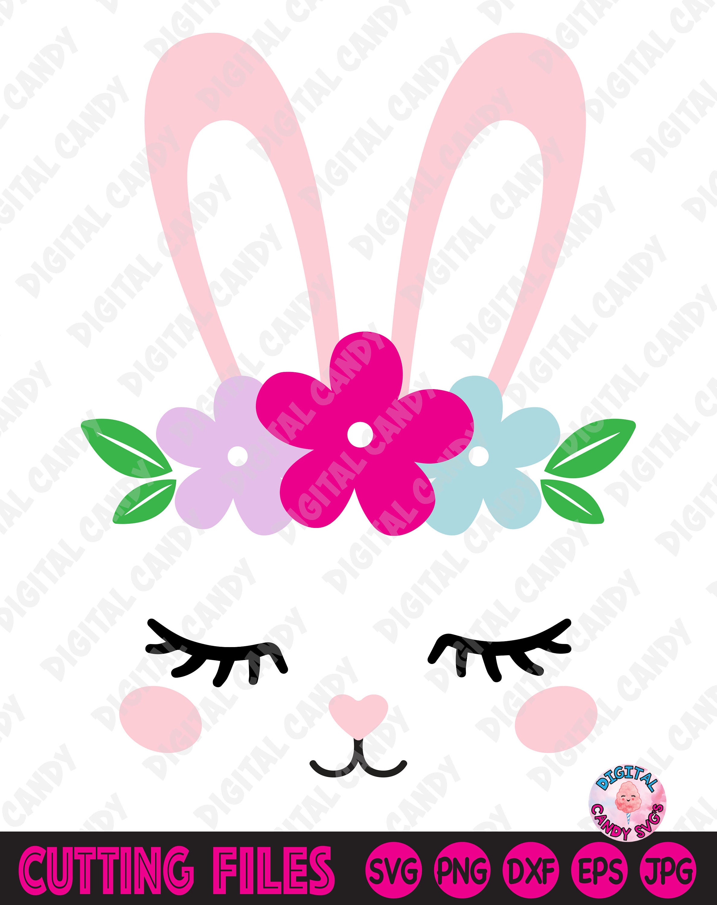 Bunny Svg, Easter Svg, Cute Bunny Face Svg, Easter Monogram Svg, Girl ...