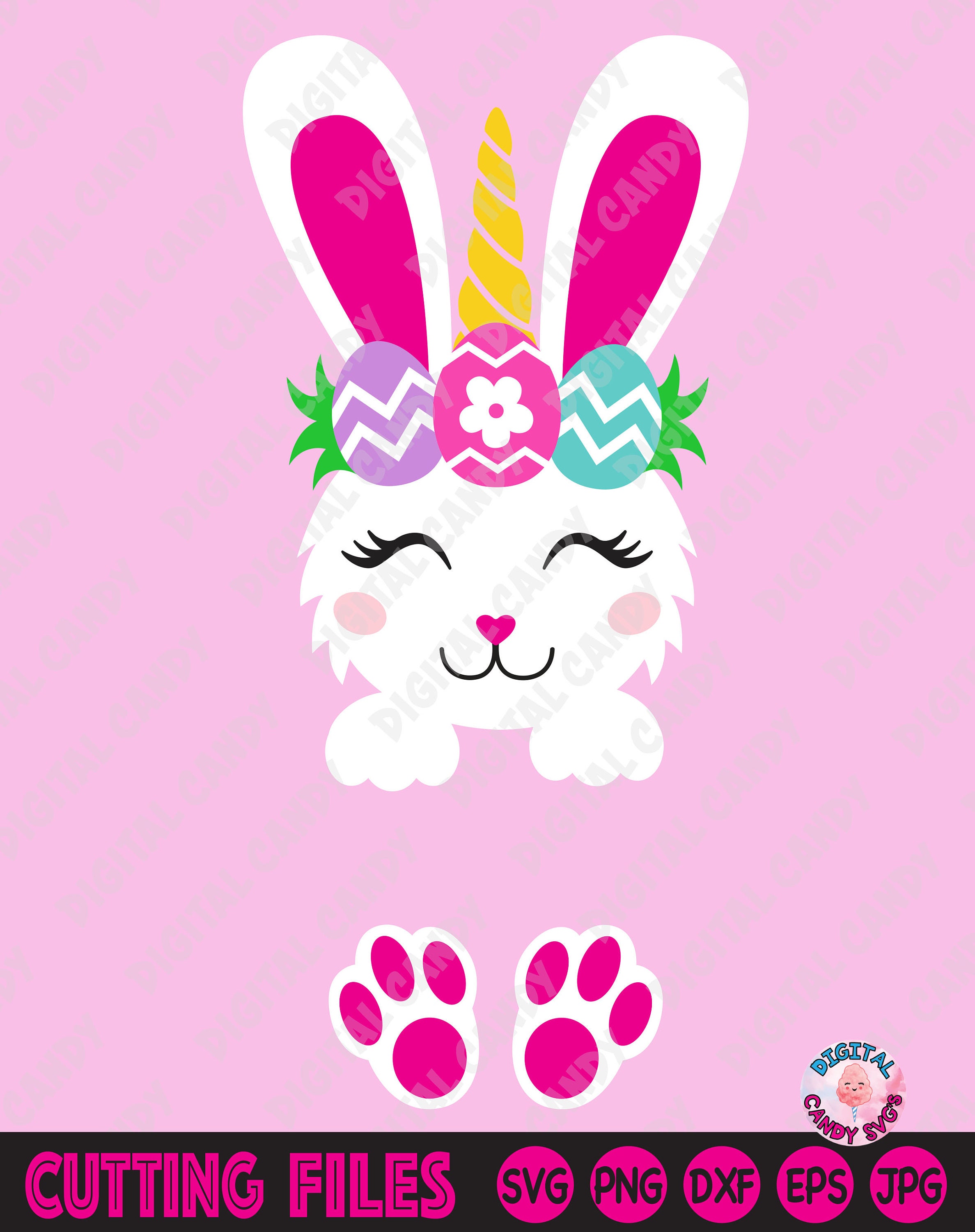 Unicorn Bunny Monogram Svg Easter Monogram Svg Cute Bunny | Etsy