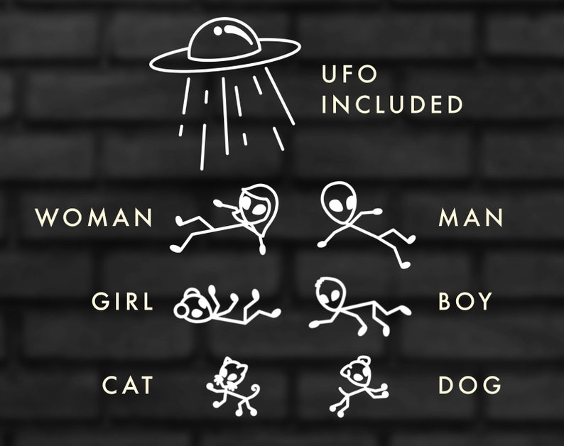 Alien Abduction Family Car Decals UFO Car Stickers Stick - Etsy