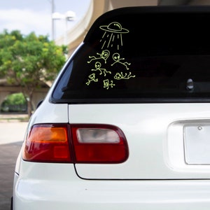 Alien Abduction Family Car Decals, UFO Car Stickers, Stick Figure ...