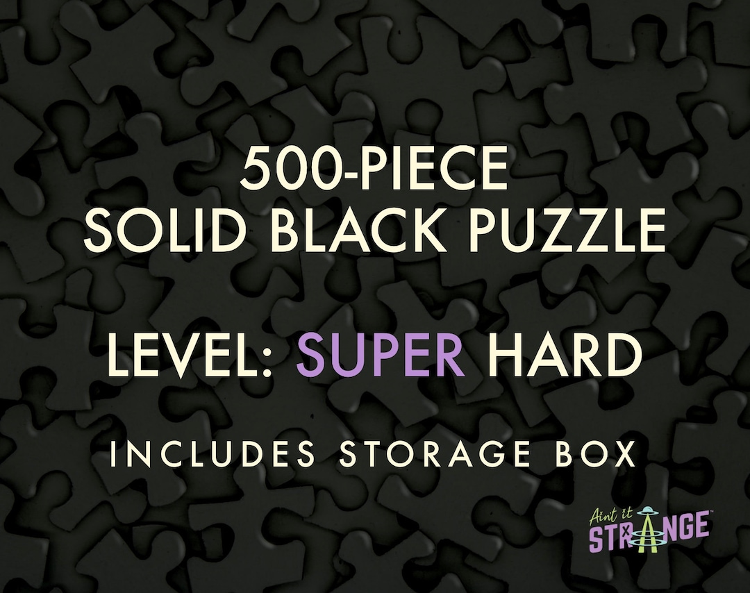 500-piece Solid Black Puzzle, Hard Puzzle, Gift for Friend, Minimalist ...