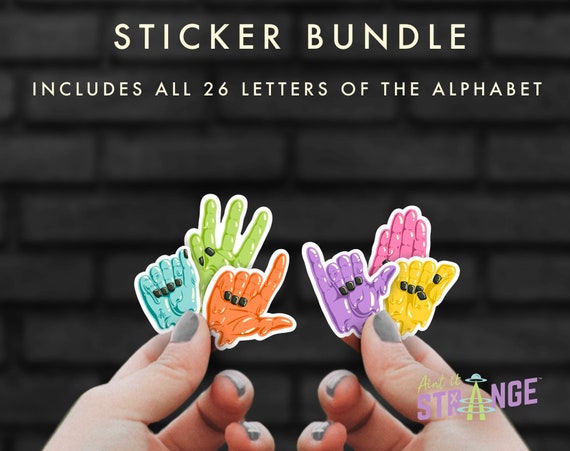 ASL Letters Sticker Bundle Waterproof Vinyl Decal Sticker - Etsy