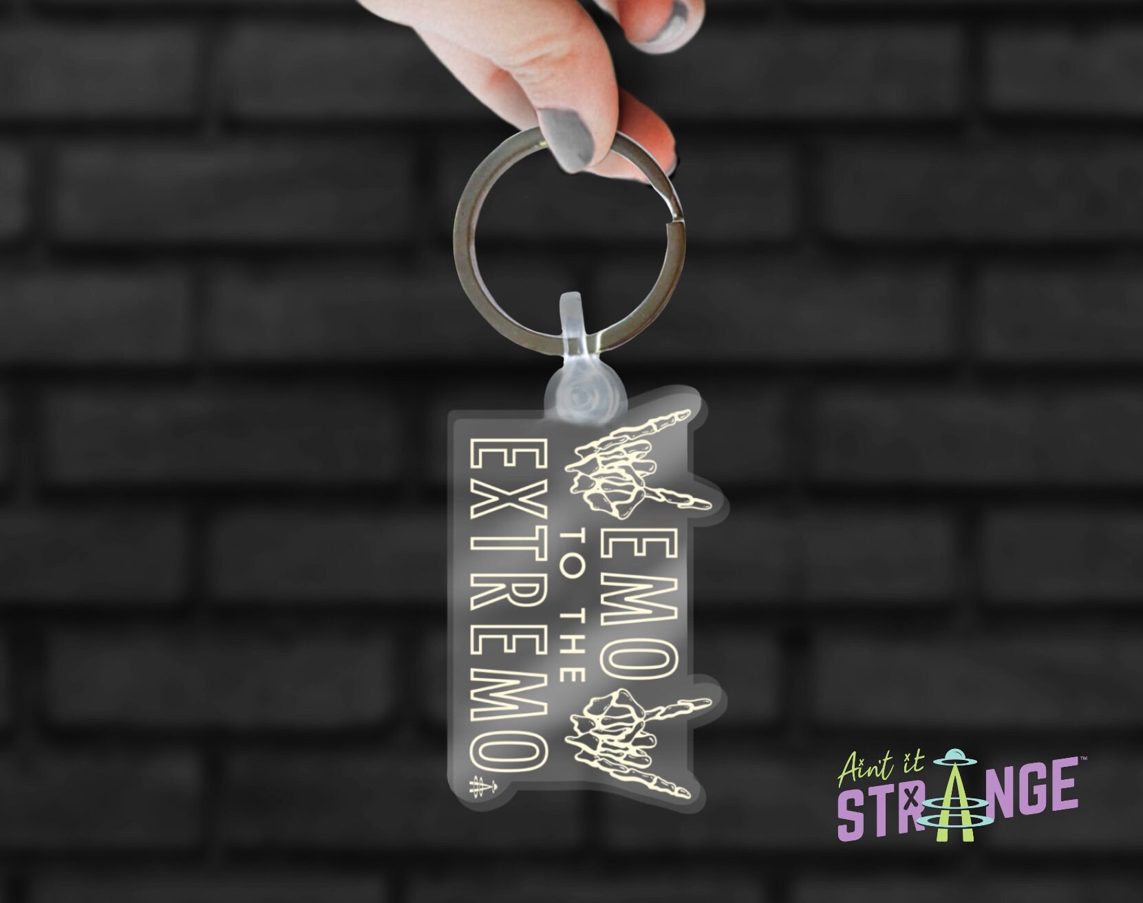 Emo Keychain Acrylic Keychain Punk Keychain Skeleton | Etsy