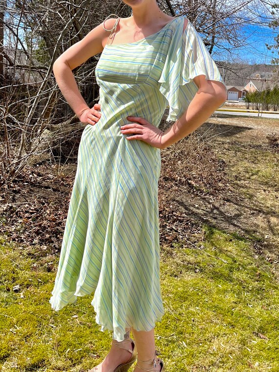 Spring Green Silk Dress with Turquoise - Gem