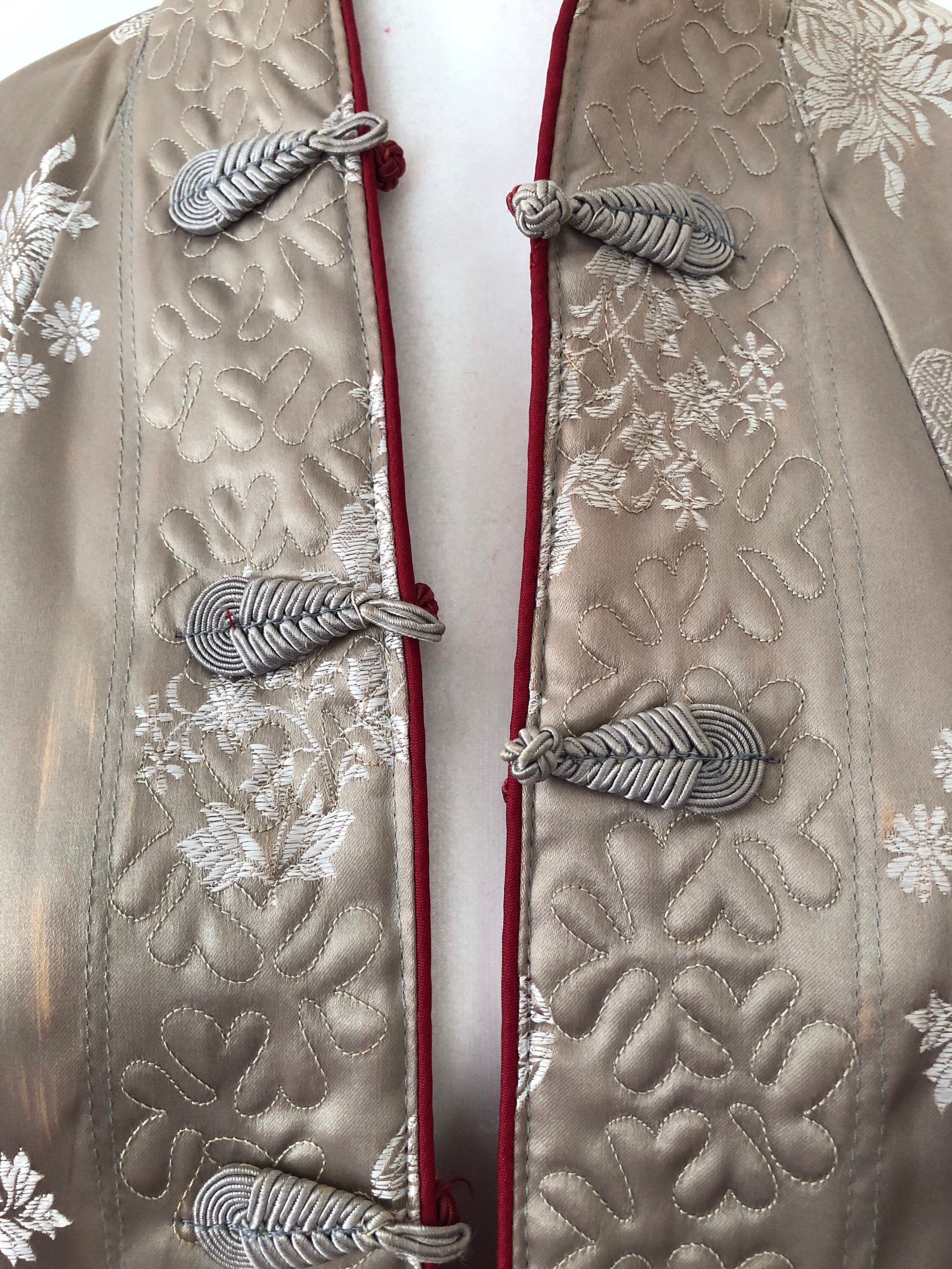 Chinese Quilted Jacket Reversible in Deep Red and Silvery - Etsy