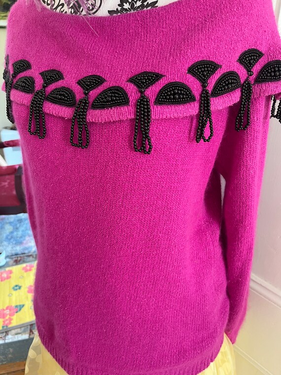 1990s IB Diffusion beaded off shoulder sweater fabulo… - Gem