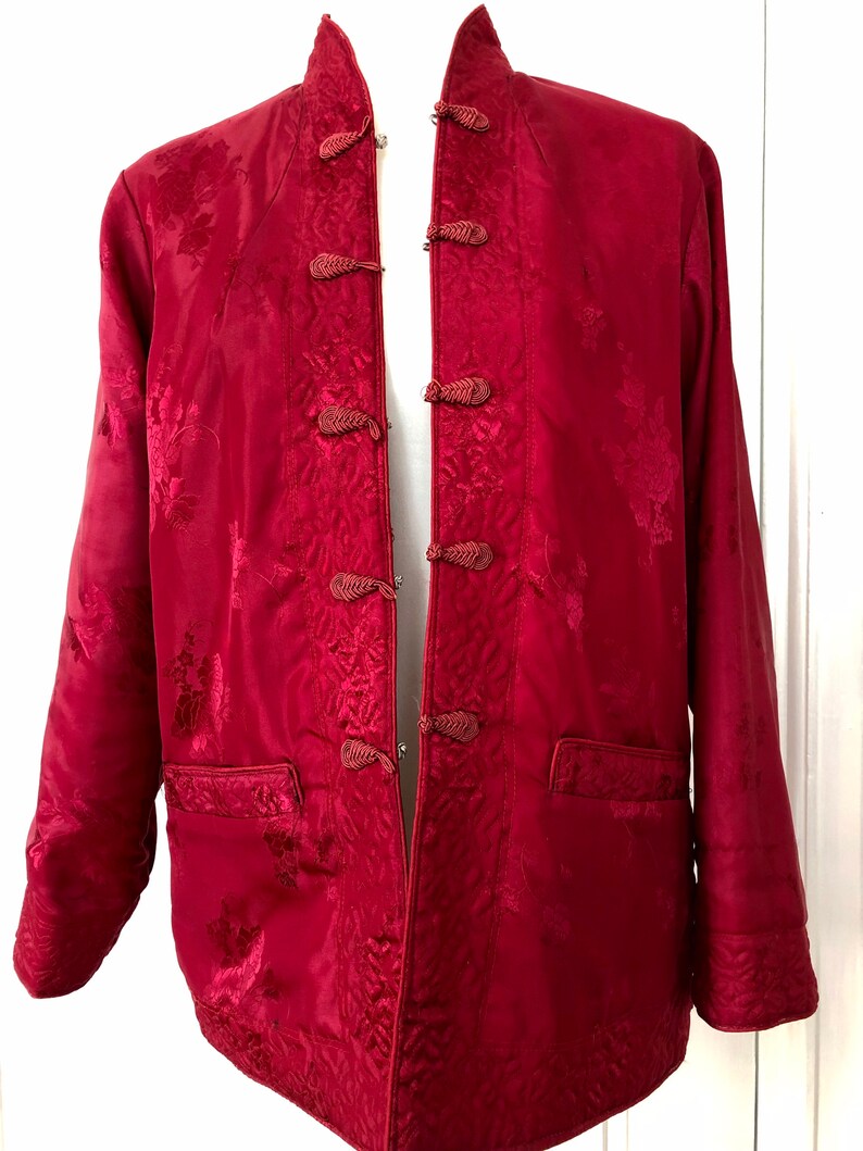 Chinese Quilted Jacket Reversible in Deep Red and Silvery - Etsy