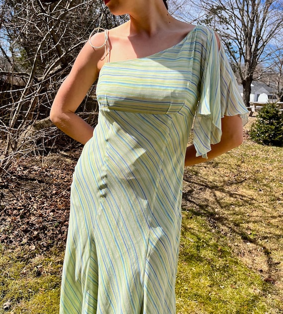 Spring Green Silk Dress with Turquoise - Gem