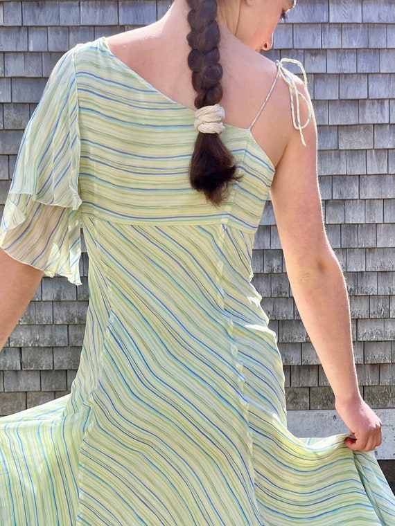 Spring Green Silk Dress with Turquoise - Gem