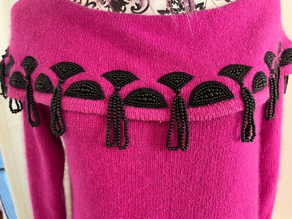 1990s IB Diffusion beaded off shoulder sweater fabulo… - Gem