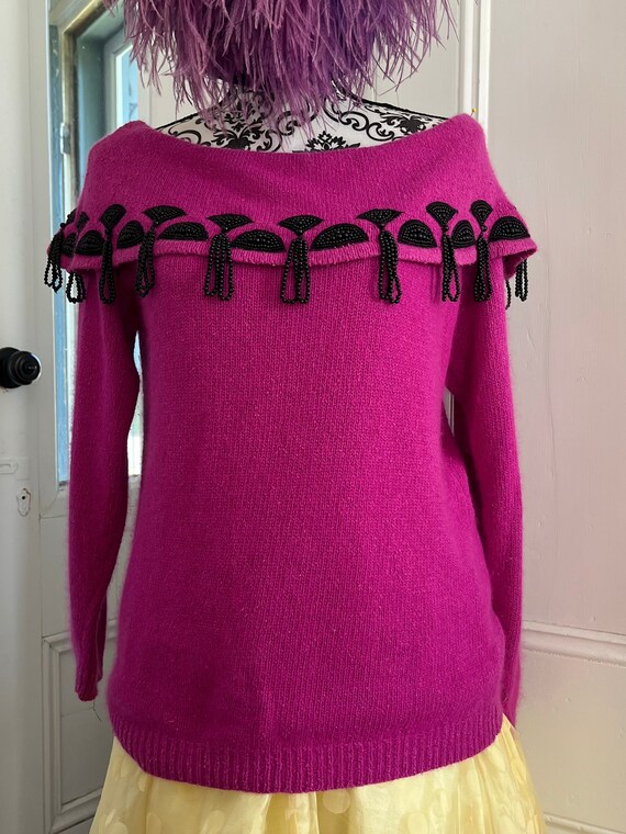 1990s IB Diffusion beaded off shoulder sweater fabulo… - Gem