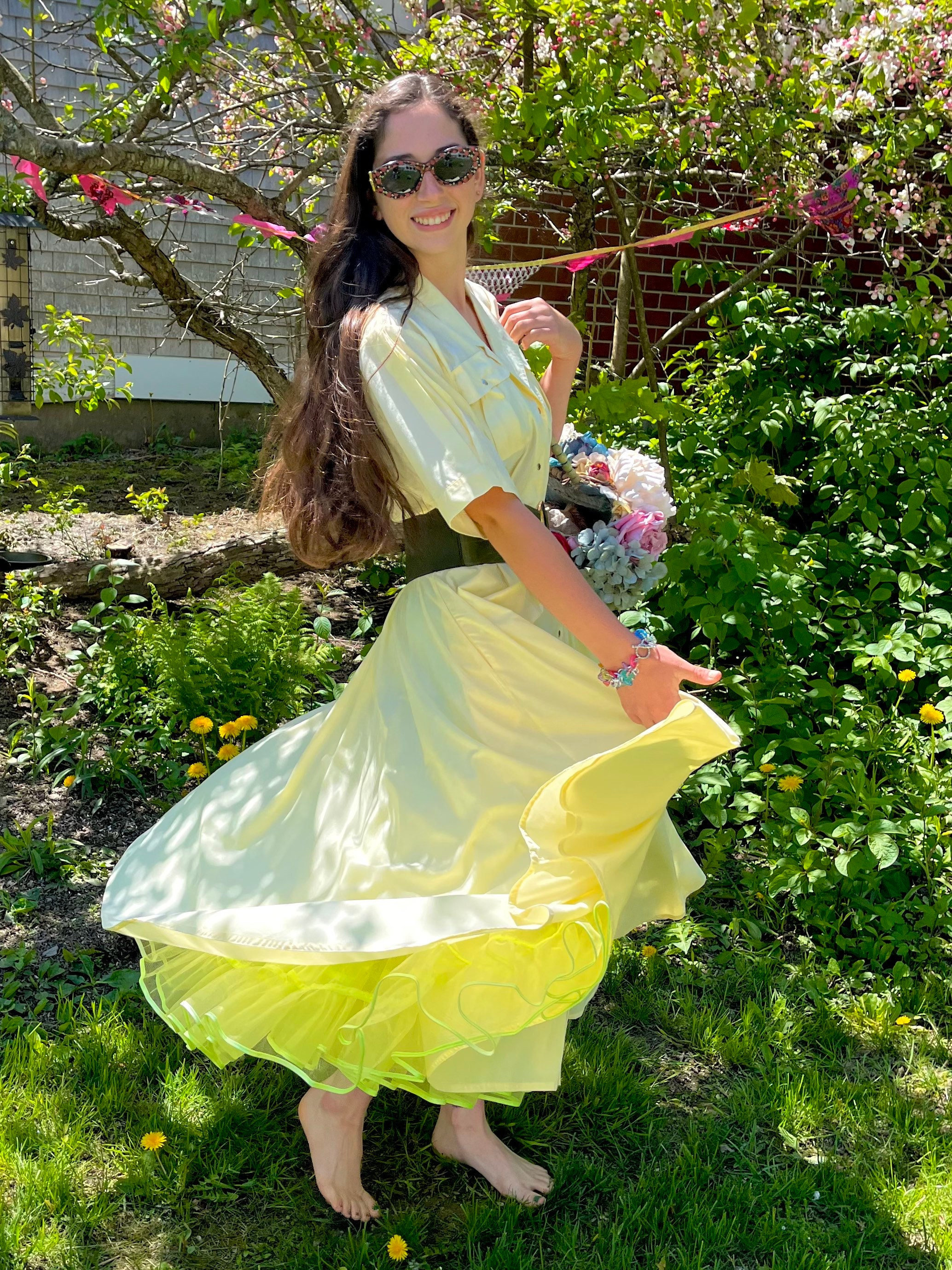 Egg Yellow Chiffon Cocktail Dress