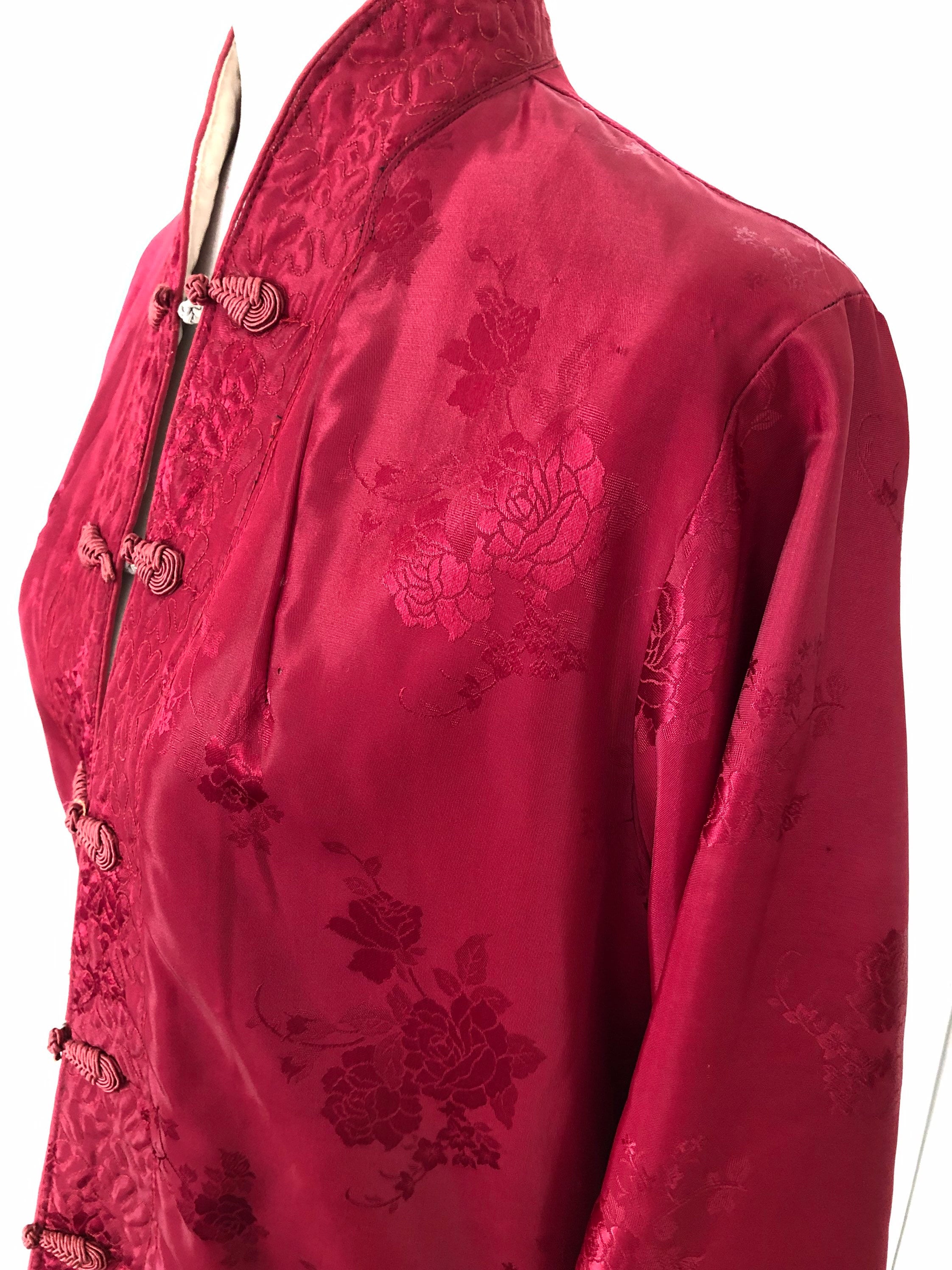 Chinese Quilted Jacket Reversible in Deep Red and Silvery - Etsy